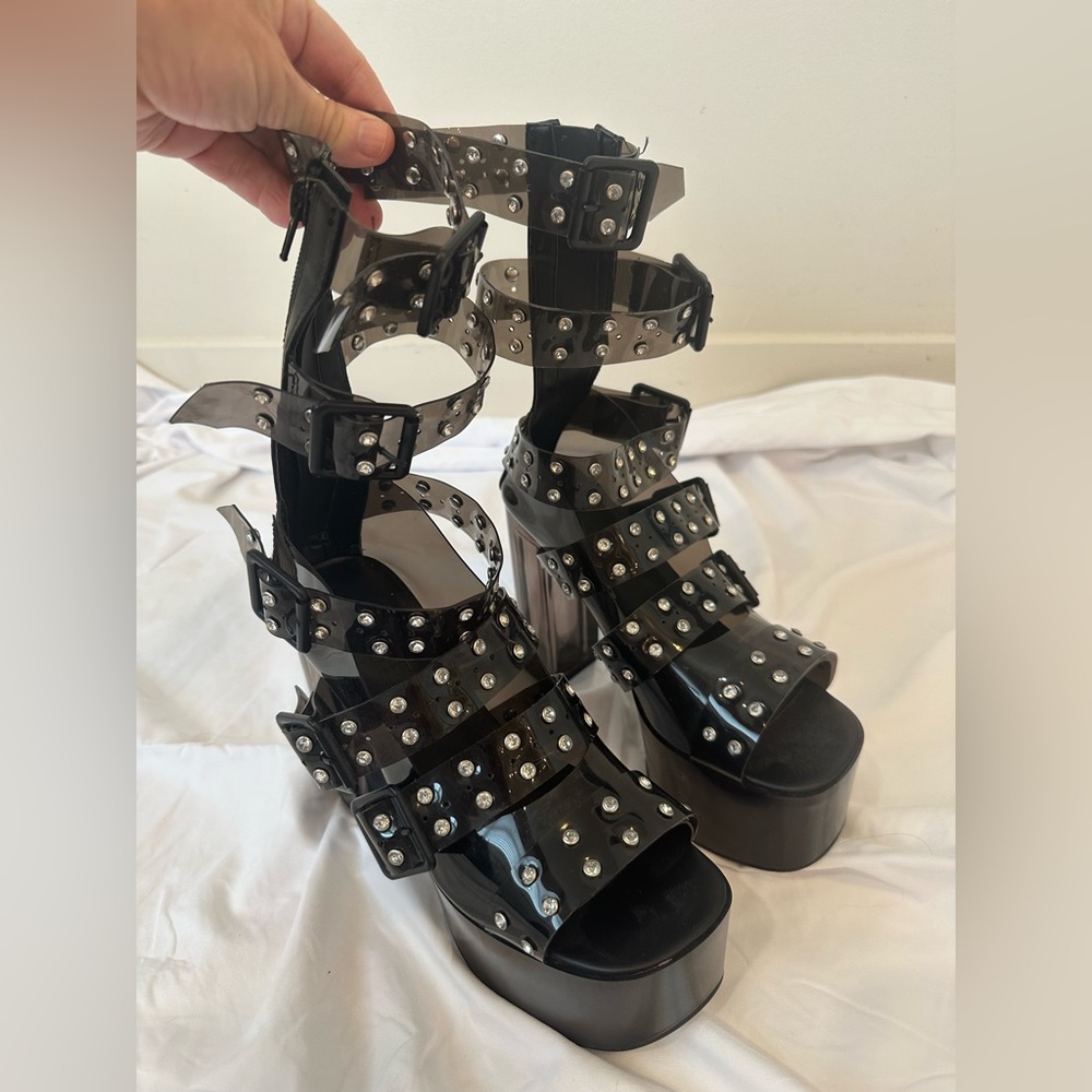 Black/Transparent Platform Shoes - Gem